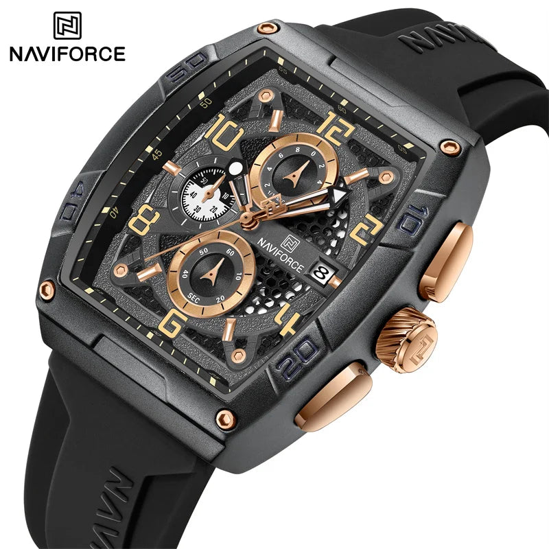 NAVIFORCE NF8052 Men's Watch Fashion Silicone Band Quartz Wristwatch W ...