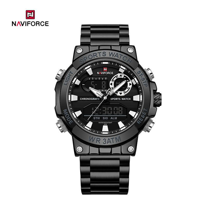 NAVIFORCE NF9237 Luxury Stainless Steel Men's Multi-Function Digital W ...